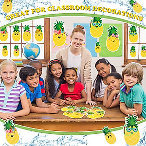 Yexiya 200 Pcs Pineapples Cutout Tropical Punch Paper Cut Outs Yellow Pineapples Shaped Paper Cut Outs Decoration for Preschool Classroom Bulletin Boards Walls Desks Window Door Party