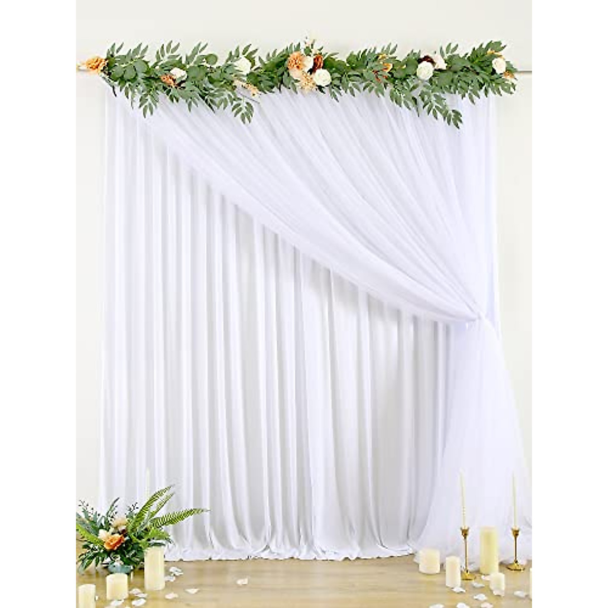 White Tulle Backdrop Curtains for Baby Shower Parties Wedding,3 Layer Sheer Photo Drape Backdrop for Photography Props 5 ft X 7 ft