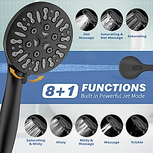 JONKEAN Filtered Shower Head with Handheld Spray Combo, Dual 2 in 1 Spa Shower Heads with Filter for Hard Water, Multi-Functional High Pressure Filtering Shower with Extra Long Hose (Matte Black)