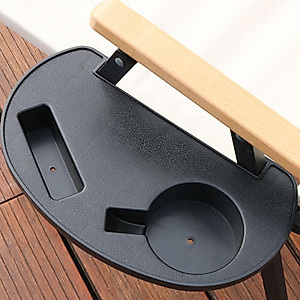 Foldable Reclining Chair Tray, Organizer Snack Tray, Clip on Chair Table Lounge Chair Cup Holder for Fishing Beach Pool Folding Reclining, Black