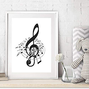 Set of 3-Music Art Print Canvas,Music Notes Wall Decor,Black and White Music Poster for Classroom or Music Room Wall Art Decor,Frameless,(8x10inch)