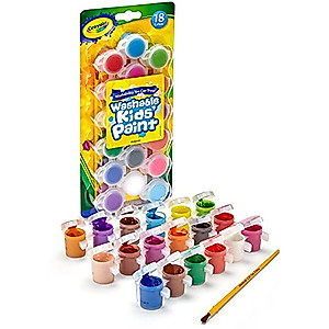Crayola Washable Kids Paint Set & Paintbrush, Painting Supplies, 18 Count