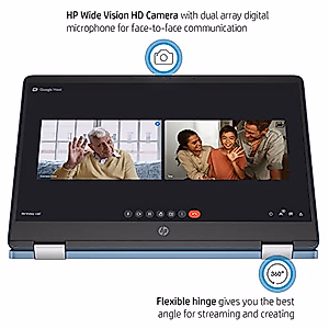 HP Flagship Chromebook 14" HD 2-in-1 Touchscreen Laptop, Intel Celeron N4120(Up to 2.6GHz), 4GB RAM, 64GB eMMC, 13Hours Battery Life, Bluetooth, Chrome OS, Blue, GM Accessories