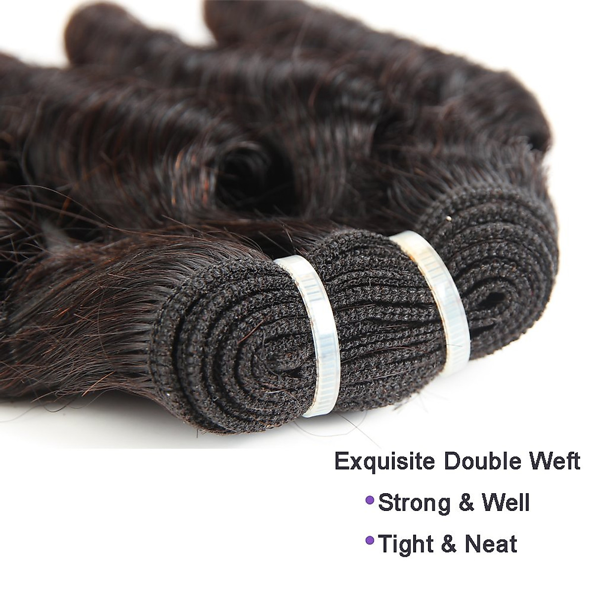 Molefi Brazilian Funmi Hair Loose Wave 4 Bundles Spiral Curl Hair Bundles Short Curly Weave 9A Unprocessed Brazilian Human Hair Extensions 50g/pc Full Head Natural Color (8 8 8 8 Inch)