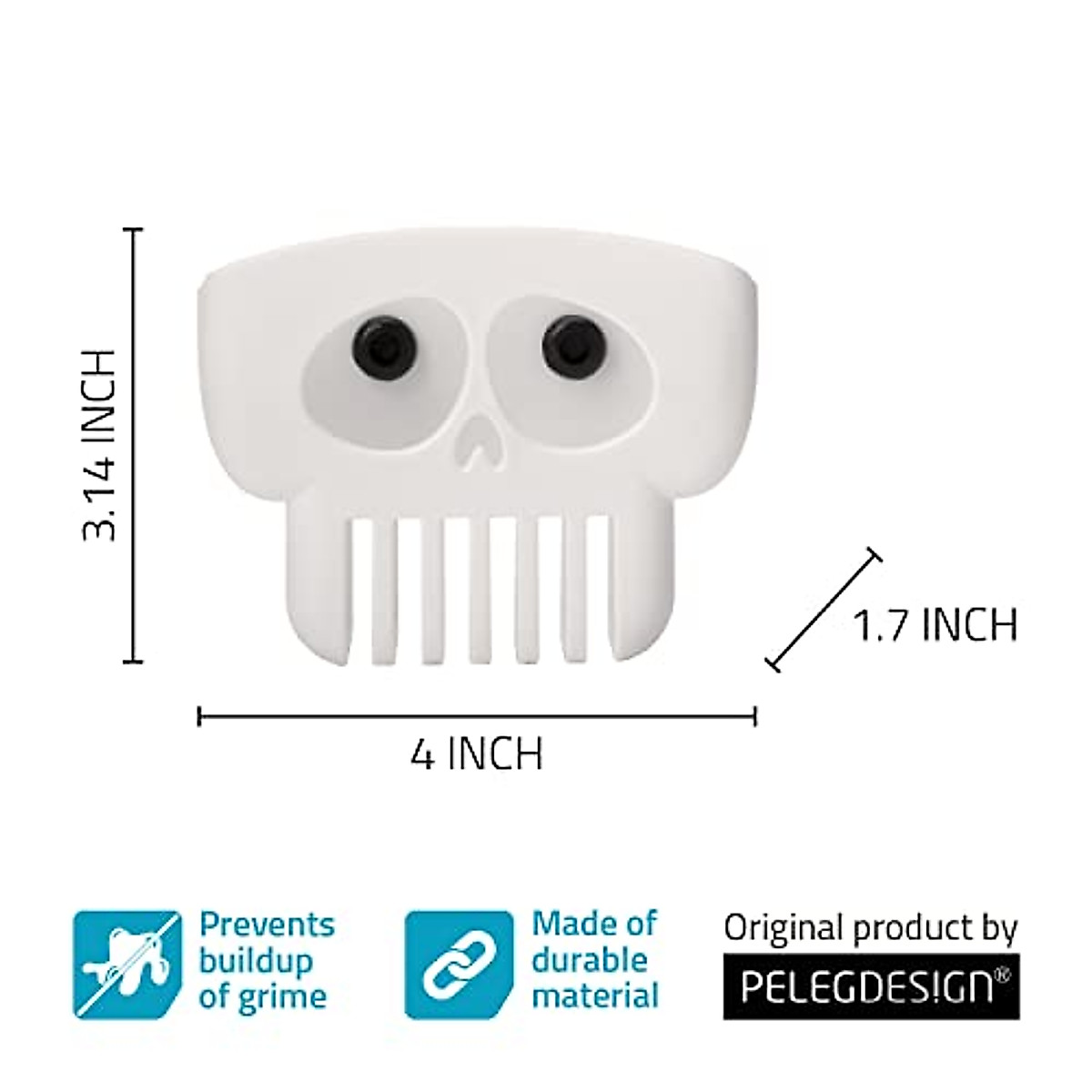Peleg Design Brain Drain White Skull Sponge Holder for Kitchen, Bath, or Sink, Drains and Dries All Types of Sponges, 1 Sponge Included