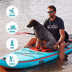 Freein SUP Inflatable Stand Up Paddle Board with Kayak Seat,Paddle Boards for Adults, Accessories sup Pump Adaptor,sup Kayak Paddle（Auqa,10'6"