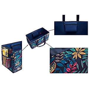 YELAIYEHAO Extra Large Utility Tote Bag - Oversized Collapsible Pool Beach Canvas Basket (1-open, BlueLeaf)