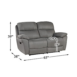 Lexicon Lapointe Wall-Hugger Manual Double Reclining Loveseat, Gray