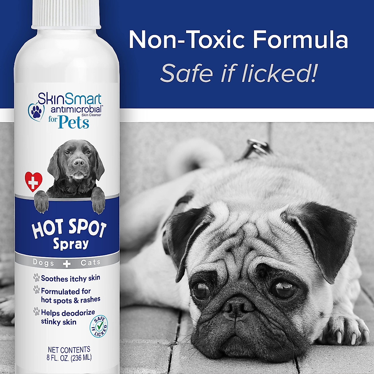 SkinSmart Antimicrobial Hot Spot & Allergy Relief Spray for Dogs & Cats | Pet Healing Aid, Itch Relief | 8 oz Spray