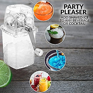 CZ-XING Ice Crusher Manual Rotary Ice Crusher Cocktails Slush Machine Ice Cube Crushed Smoothies Ice Crusher Machine Home 1.25L Chrome Plated Ice Grinder Ice cube Drinks Chopper Stirrer (Transparent)
