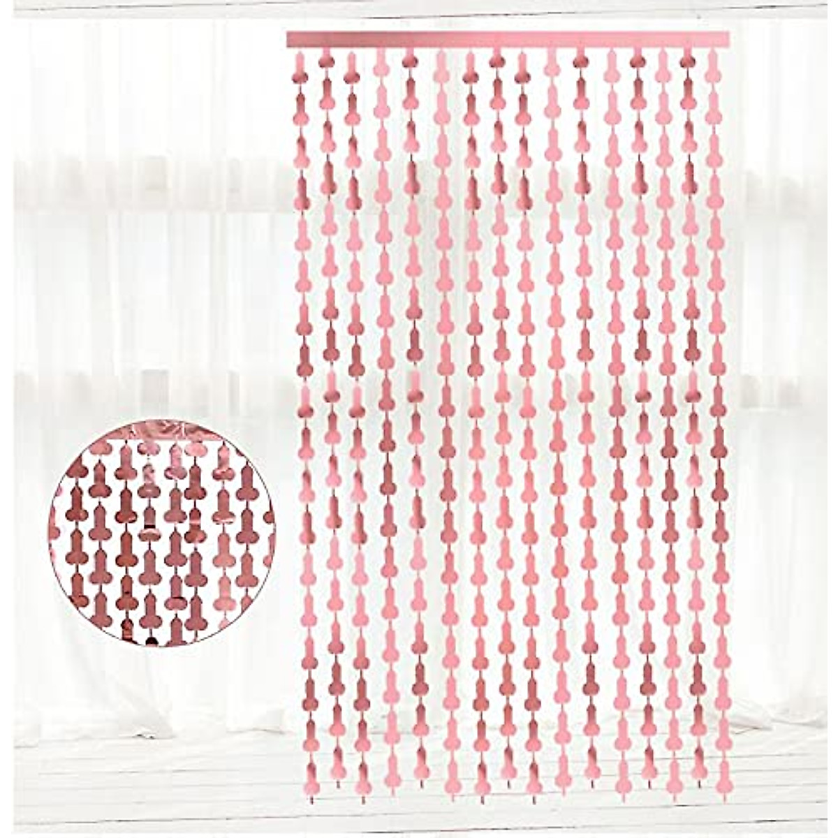 Bachelorette Party Decorations Rose Gold Fringe Curtains Bridal Shower Decorations Hen Party Rose Gold Pink Backdrop (2 Pack 3.2 x 6.6 ft) (Rose Gold)