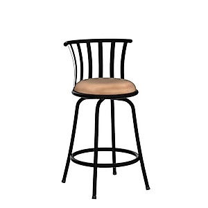 FurnitureR Classic Barstools Set of 2, Country Style Bar Chairs with Back and Footrest Swivel Counter Height Bar Stools for Kitchen Island Pub, Bistro, Restaurant, Rustic Brown and Black (24 Inch)