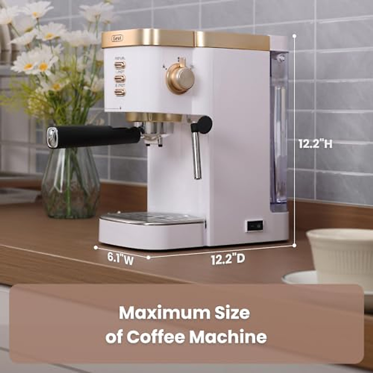 Gevi Espresso Machine 20 Bar High Pressure,Compact Espresso Machines with Milk Frother Steam Wand,Cappuccino & Latte Maker with Volume Control for Home,Espresso Maker，Gift for Coffee Lover