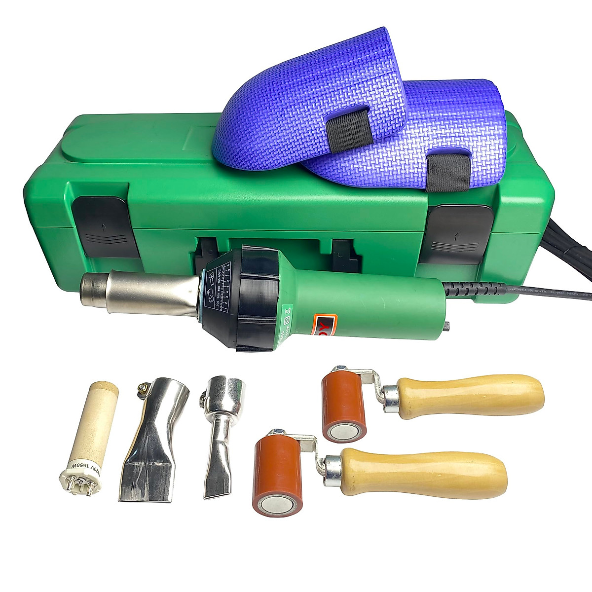 110V 1600W Plastic Hot Air Welding Gun Heat Plastic Welder Torch Plastic Welding Gun Hot Air Gun Kit with Nozzles and Roller
