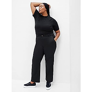 GAP Womens High Rise Girlfriend Khaki Pants, True Black, 14 US