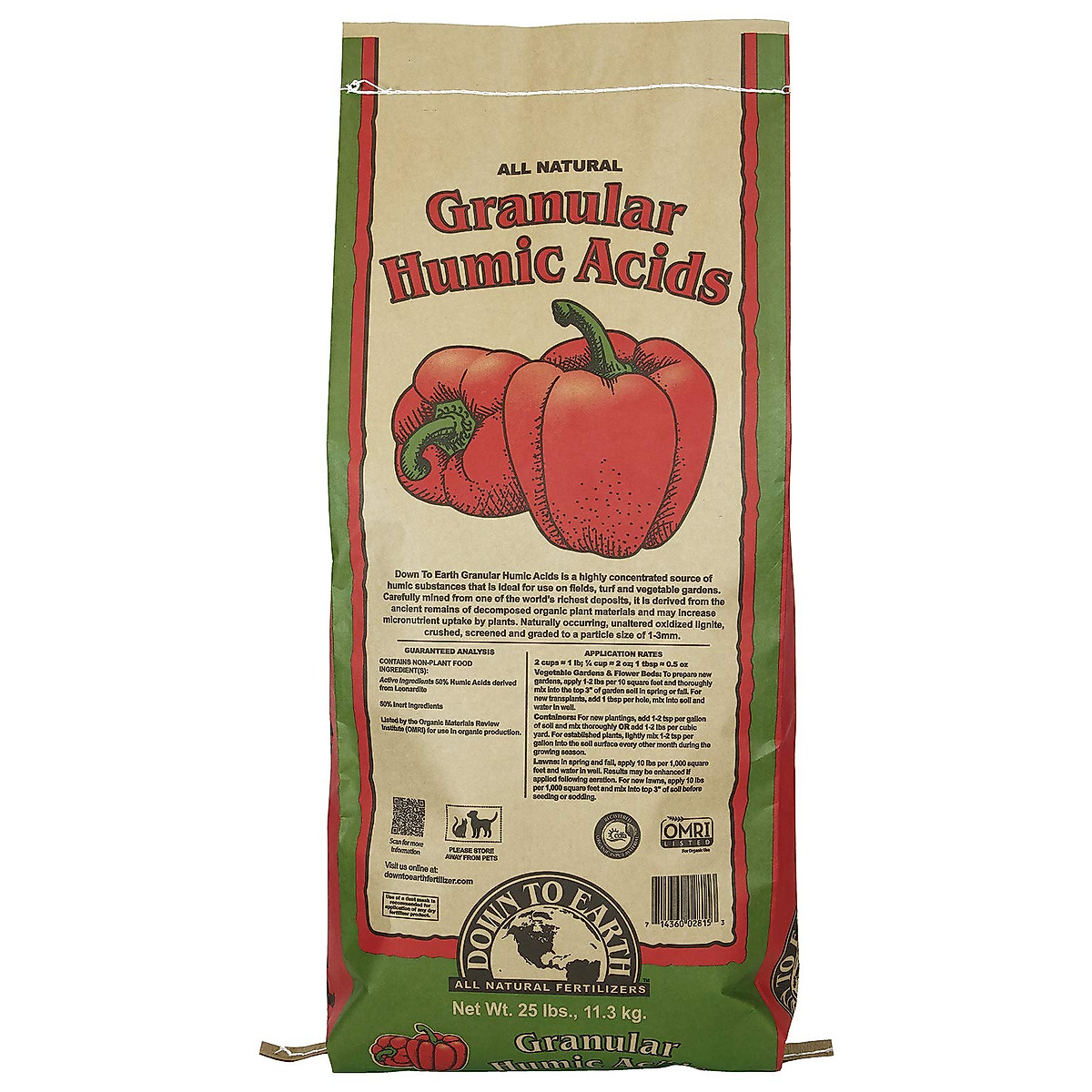 Down To Earth Organic Granular Humic Acids Fertilizer Mix, 25 lb