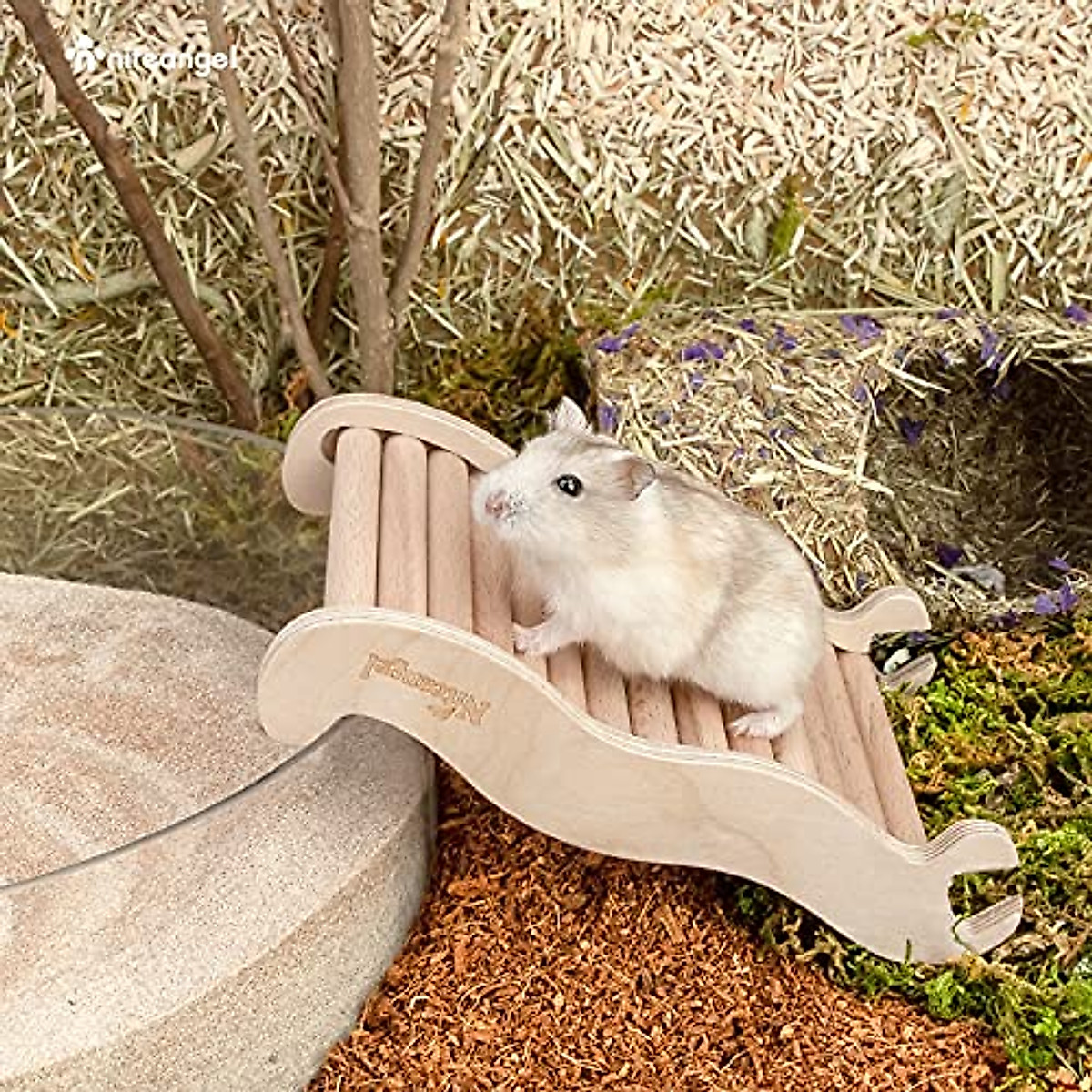 Niteangel Hamster Climbing Toy Wooden Ladder Bridge for Hamsters Gerbils Mice and Small Animals (Small - 6.3'' L)