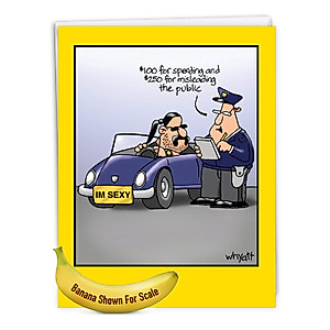 NobleWorks - 1 Large Happy Birthday Card with Envelope (8.5 x 11 Inch) - Funny Cartoon Humor (Buyer Discretion Advised) - I'm Sexy J8312BDG