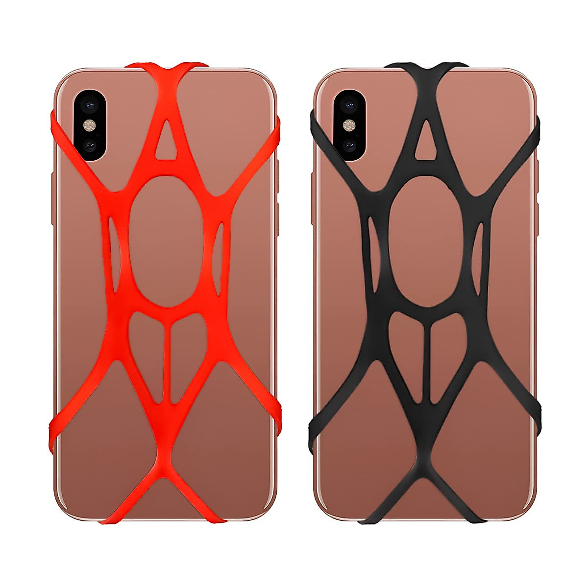 AICEL 4PCS Bike Phone Holder, Silicone Motorcycle Cell Phone Mount, X Web Grip Tether Elastic Strap for Smart Phone, Accessories Replacement Parts for Bicycle Motorcycle Handlebar (Red)