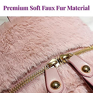 Fashion Furry Bag for Women Kawaii Backpack Fluffy Backpack Fuzzy School Bag Teen Girls anime Faux Fur Bunny Backpack (Black)