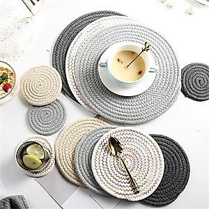 3pcs Pure Cotton Thread Weave Hot Pot Holders Set Coasters, Hot Pads, Hot Mats,Spoon Rest for Cooking and Baking