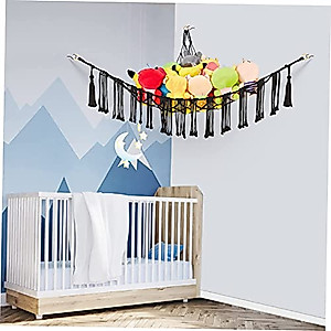 Toyvian Triangular Net Bag Stuff Animals Storage Organizer Stuffed Animal Hammock Net Stuffed Animal Net Hammock for Plushies Hammock Organizer Net for Stuffed Animals Black