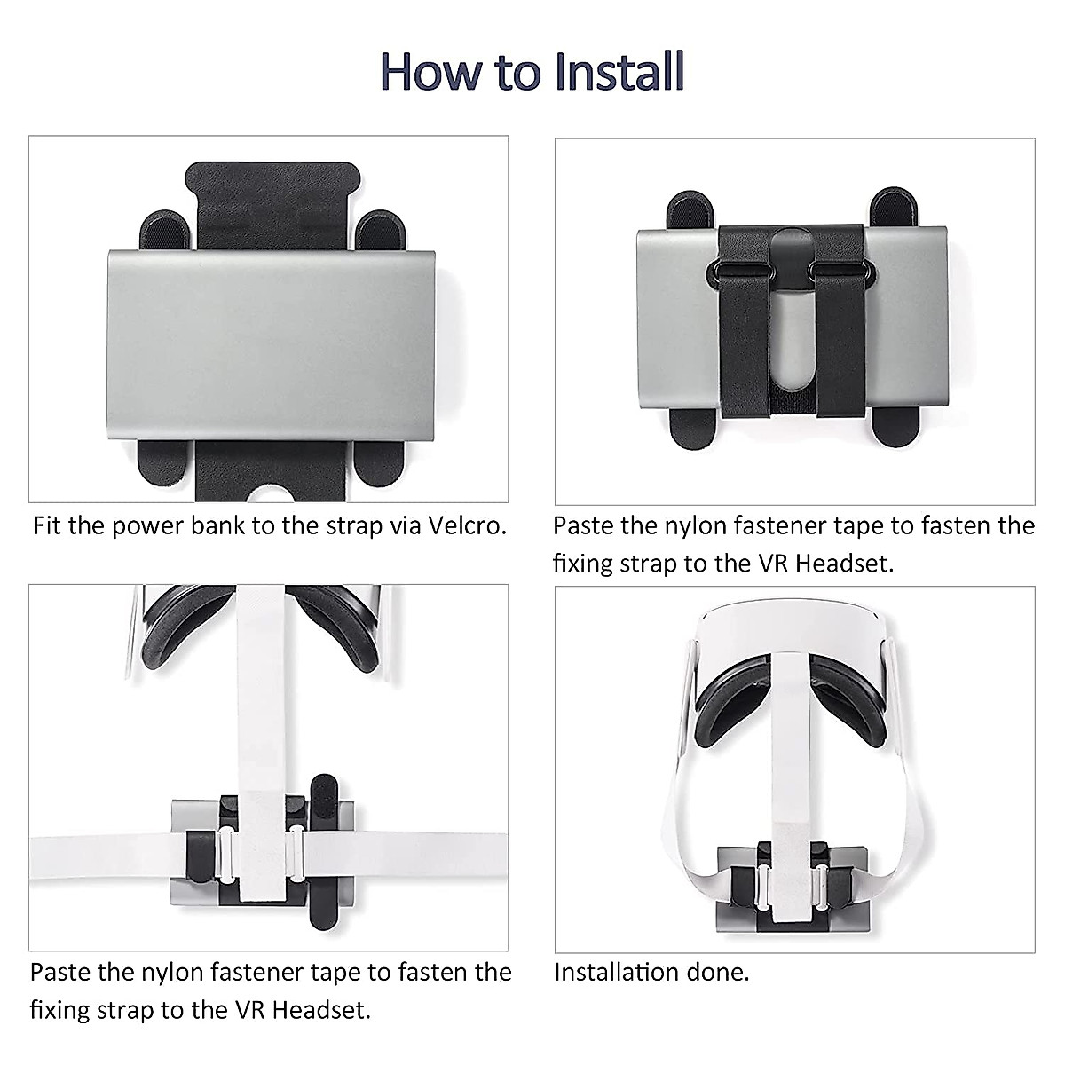 3 in 1 VR Head Strap Pad Headband Balance Cushion & VR Power Bank Fixing Strap Replacement & Lens Protector Pad for Oculus Quest 2 Elite Strap,Quest 2 Accessories.…