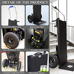 Electric Stair Climbing Hand Trucks Heavy Duty,880 LBS Hand Trucks High Load Capacity Electric Stair Climbing Hand Trucks Dolly Cart (Black)