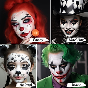 UCANBE Goth White Cream to Powder Foundation Makeup, Professional Clown White Face Body Paint with Matte Finish for Halloween, SFX Makeup, Cosplay, Costume, Stage, Mime & Film(0.52oz)