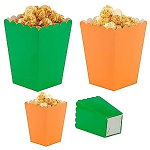 CC Wonderland Green and Orange Popcorn Boxes Small Paper Popcorn Boxes Mini Cardboard Popcorn Boxes, Popcorn Containers for Party Decoration, Pack of 24