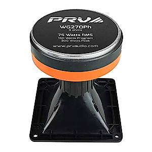 PRV AUDIO WG270Ph Horn Driver - 1" Exit Phenolic Compression Driver 150 Watts Max Power 8 Ohm 106.5 dB 75 Watts RMS with Compact 60° x 60° Exponential Horn for Car Audio