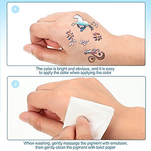 Kathfly 12 Packs Temporary Pens Washable Markers for Skin Shimmery Gel Pens for Girls Kids Party Stuffers, 6 Colors