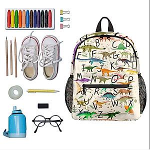 AUUXVA Kids Backpack Tropical Alphabets Dinosaurs Travel School Bags for Girls Boys (Color3)