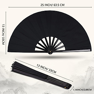MDDRUIQI Hand Fans for Women Foldable - Rave Fan - 2 Pack Large Folding Fan | Halloween Party Favors - Nylon-Cloth Vintage Retro Fabric Fans Chinese Kung Fu Tai Chi Festival Dance Hand Held Fan