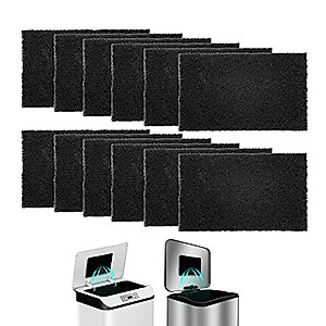 12-Pack Universal Stick-on Trash Can Odor Absorbing Filters, Activated Charcoal Purifying Deodorizer for Trash Cans, Compost Buckets, Countertop and Recycle Bins (Rectangle)