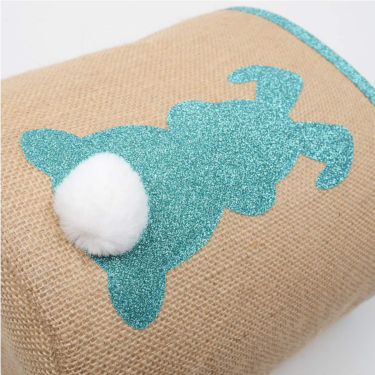 Easter Egg Basket For Easter Egg Hunt Burlap Easter Basket With Glittery Easter Bunny Print Bucket Bag Organizer For Toy Bins, Closet Hamper etc. (pink, 1) Nursery Decor