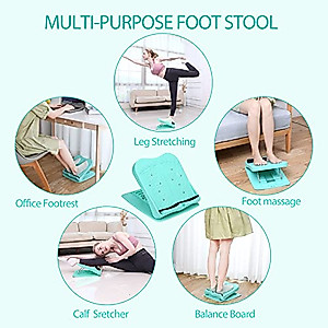 Slant Board for Calf Stretching, Adjustable 8 Level Non-Slip Balance Board,Under Desk Footrest with Massage,Office Foot Rest for Under Desk at Work,Multi-Functional Stretchers for Ankles and Legs