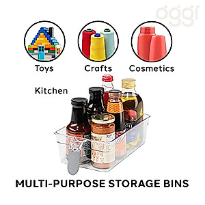 Oggi Set of 2 Refrigerator and Pantry Clear Storage Bins with Handles ( 11-inch x 6.25 inch x 3.4 inch )