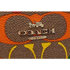 COACH Women's Long Zip Around Wallet In Signature Canvas (Rainbow - Khaki)