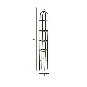 Plow & Hearth Metal Garden Obelisk | Indoor/Outdoor | Powder-Coated Steel | Trellis for Climbing | Floral Pattern | 11" Dia. x 8'H | Bronze