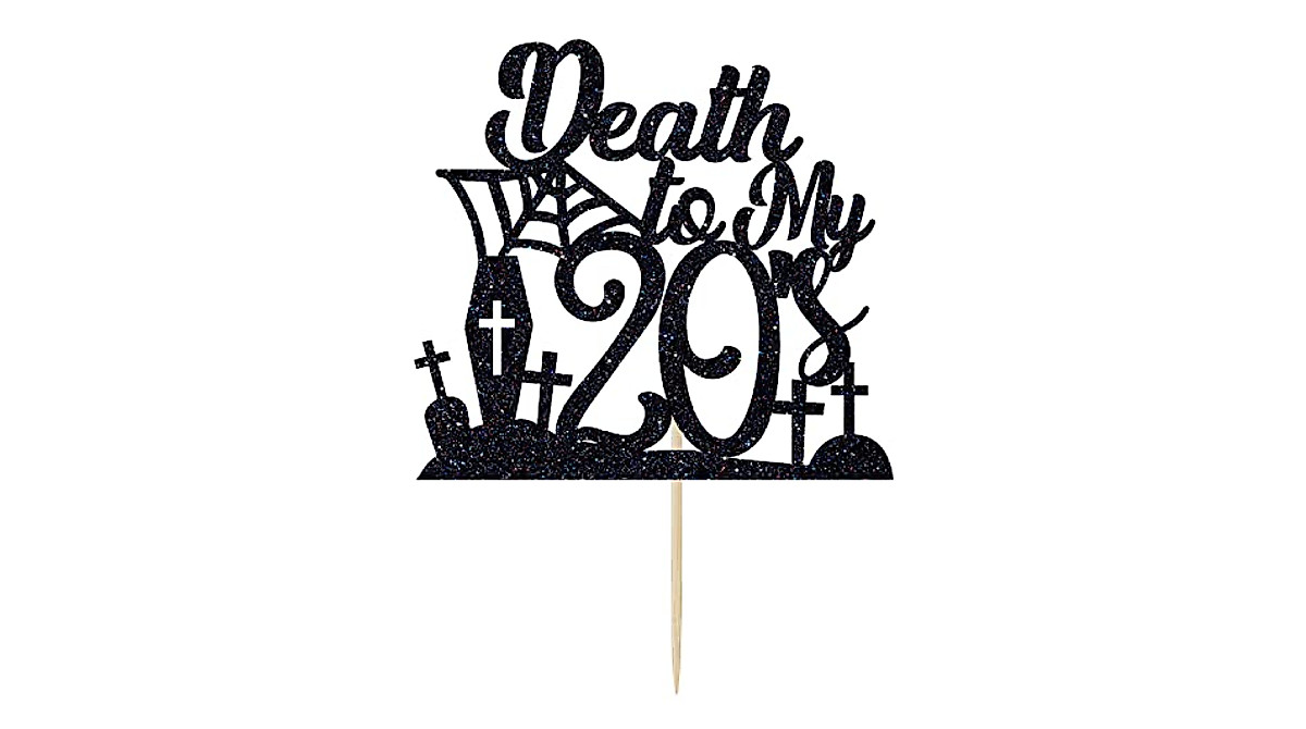 Black Glitter 30th Birthday Cake Topper - Cheers to 30 Years