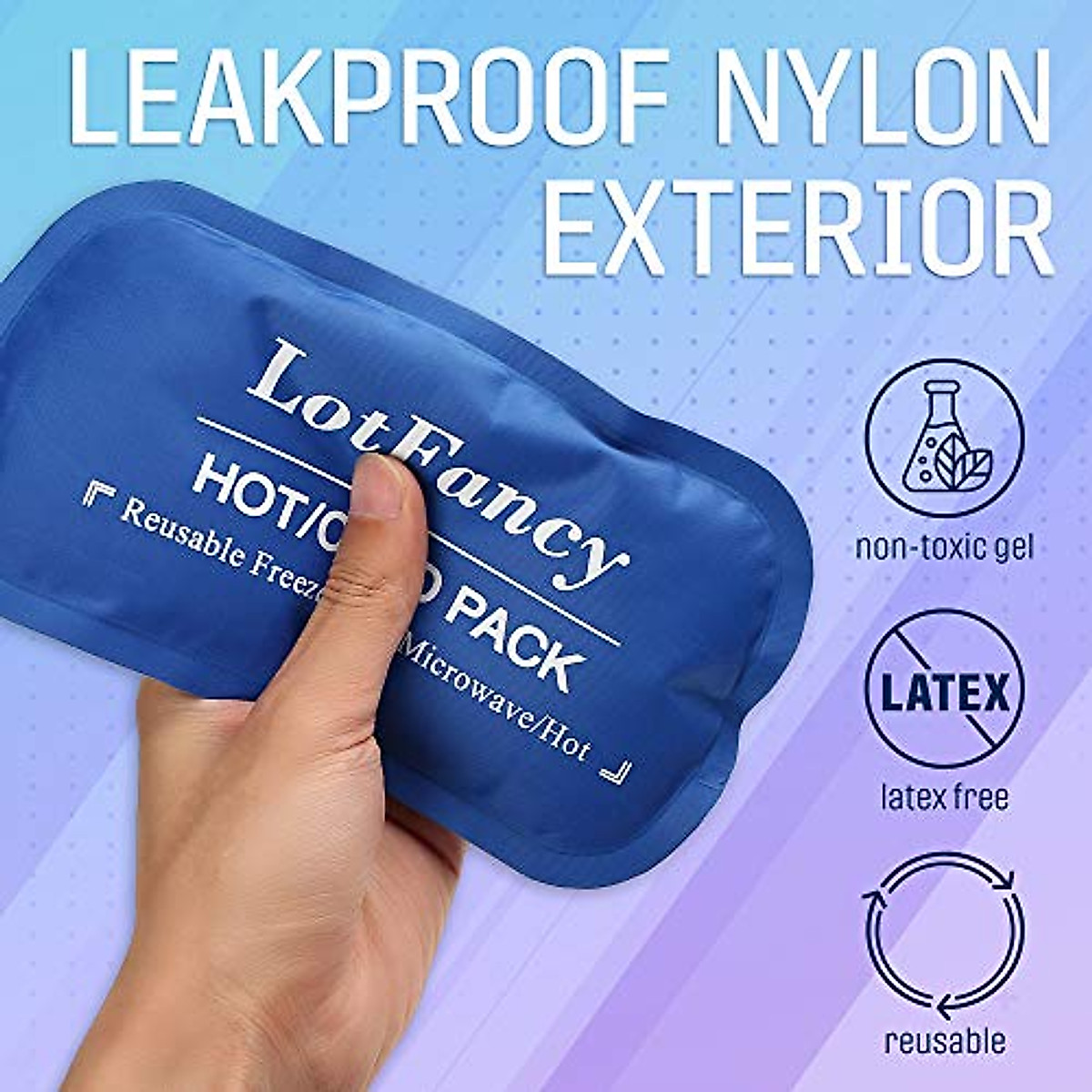 LotFancy Gel Ice Packs, 2pc Reusable Hot Cold Pack for Therapy, Heating Cooling Gel Pad, Pain Relief for Face, Head, TMJ, Wisdom Teeth, Oral Facial Surgery, Sport Injuries, Migraine, Muscle Joint