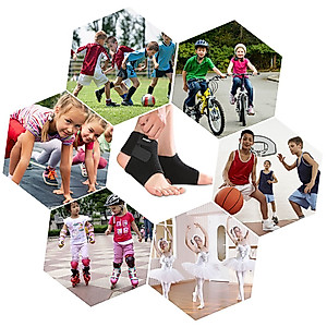 EULANT Kids Ankle Brace 1 Pair, Children Ankle Support, Ankle Compression Sleeve for Foot & Ankle Swelling, Achilles Tendon, Joint Pain, Injury Recovery, Black S