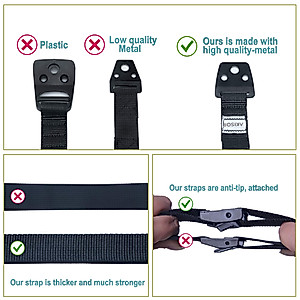 Furniture Anchors for Baby Proofing, Anti-tip TV Straps Safety, All Metal Parts, 4 Pack - Black