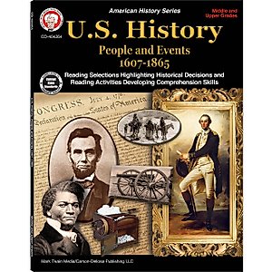 Mark Twain American History Books, Grades 6-12 People & Events from 1607—1865 US History Workbook, Declaration of Independence, California Gold Rush, Pre Civil War, Classroom or Homeschool Curriculum