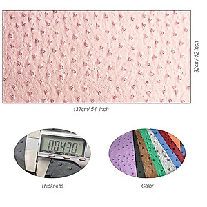 12x54 Inch Brown Ostrich Faux Leather for Upholstery Decoration,Embossed Textured Synthetic Fabric for DIY Bows Wallet Sewing Crafts