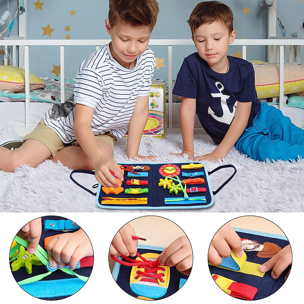 Montessori Toys Busy Board for Toddlers - Sensory Board for Learning Fine Motor Skills, Toddler Travel Toy for Airplane and Car, Preschool Busy Book, Educational Toys for Kids Ages 3 4 5 Year Old