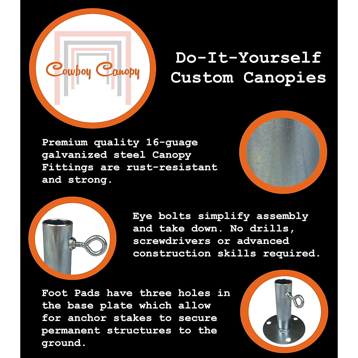 Carport Kit, 20' x 20' Low Peak Canopy Fittings, DIY Metal Carport Frame Parts, 1-1/2" EMT Fittings