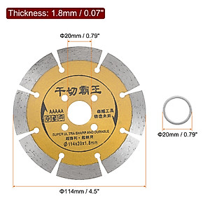 HARFINGTON Diamond Blade, 4.5" 114mm Segmented Rim Diamond Blades Segmented Saw Diamond Blade with 20mm Arbor for Angle Grinders for Cutting Concrete Stone Masonry Brick Block, Yellow