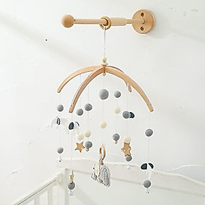 Wooden Mobile Arm Baby Mobile Hanger Screw Reinforced 21.6 Inch Crib Mobile Holder Wooden Mount Wall Bracket Baby Girl Nursery Decor (Without The Mobile)